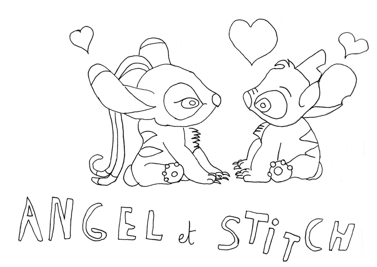 Coloriage Stitch et Angel Des dessins à imprimer pour tous les fans