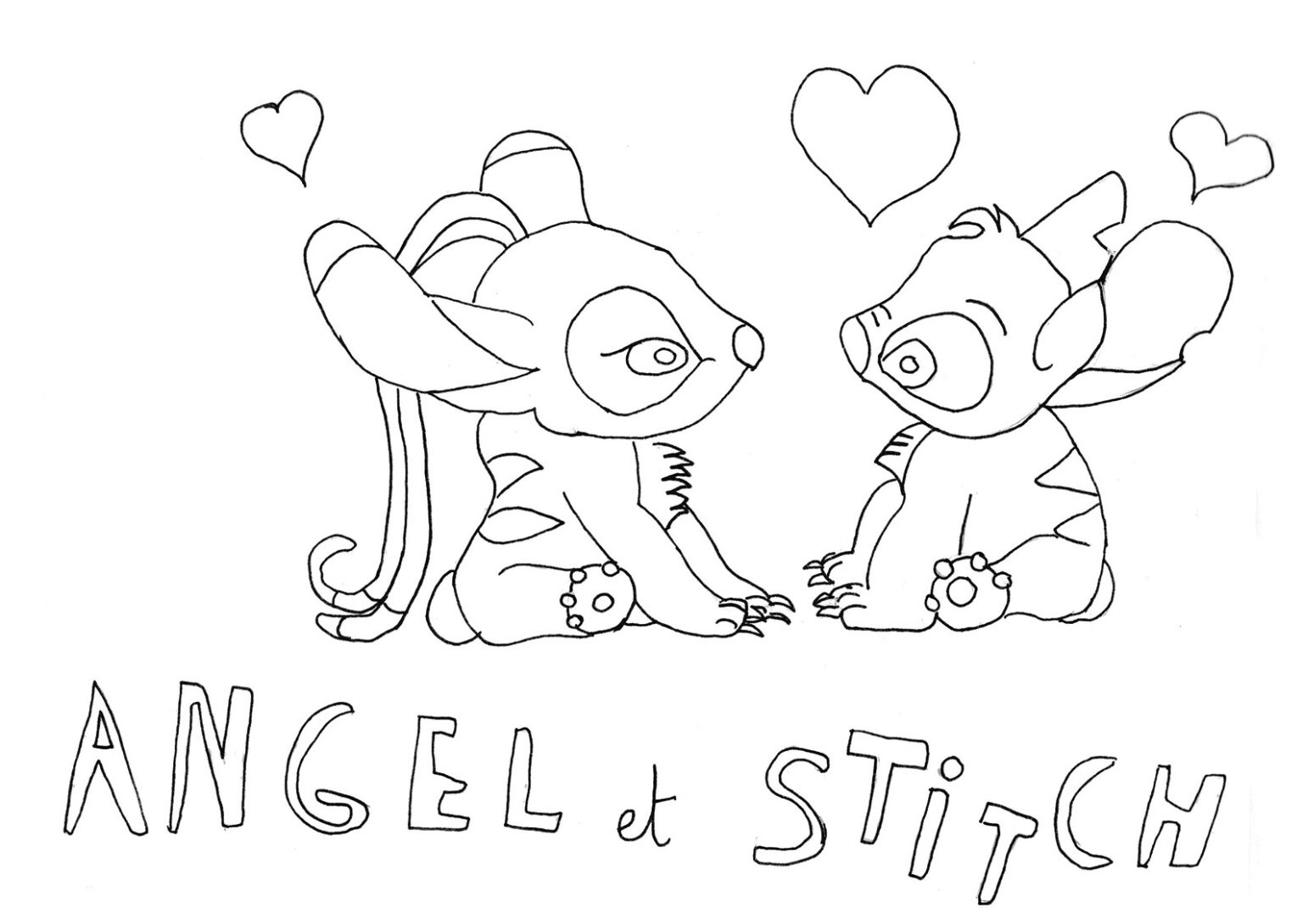 Coloriage Stitch et Angel Des dessins à imprimer pour tous les fans