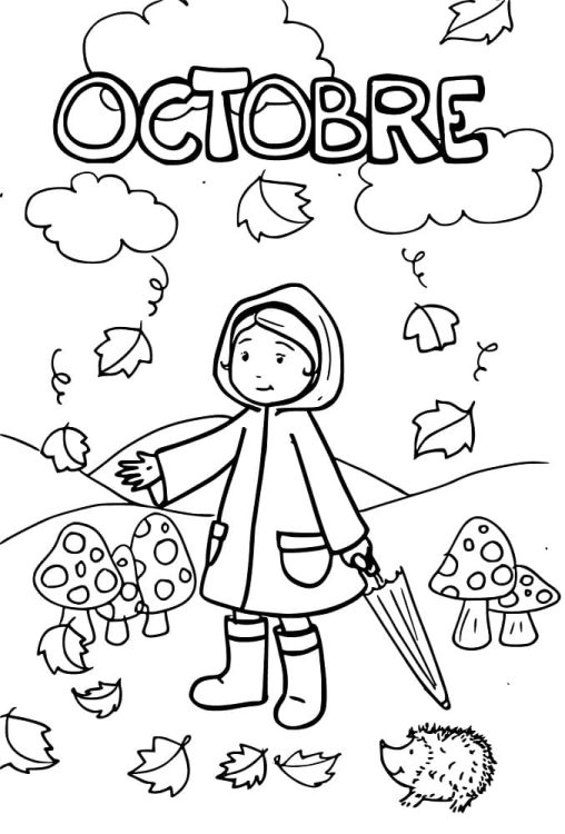 Octobre Maternelle coloriage pages : Thèmes et Motifs Automnaux